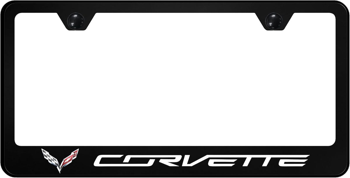 Au-TOMOTIVE GOLD UV Black Polycarbonate License Plate Frame for Corvet ...